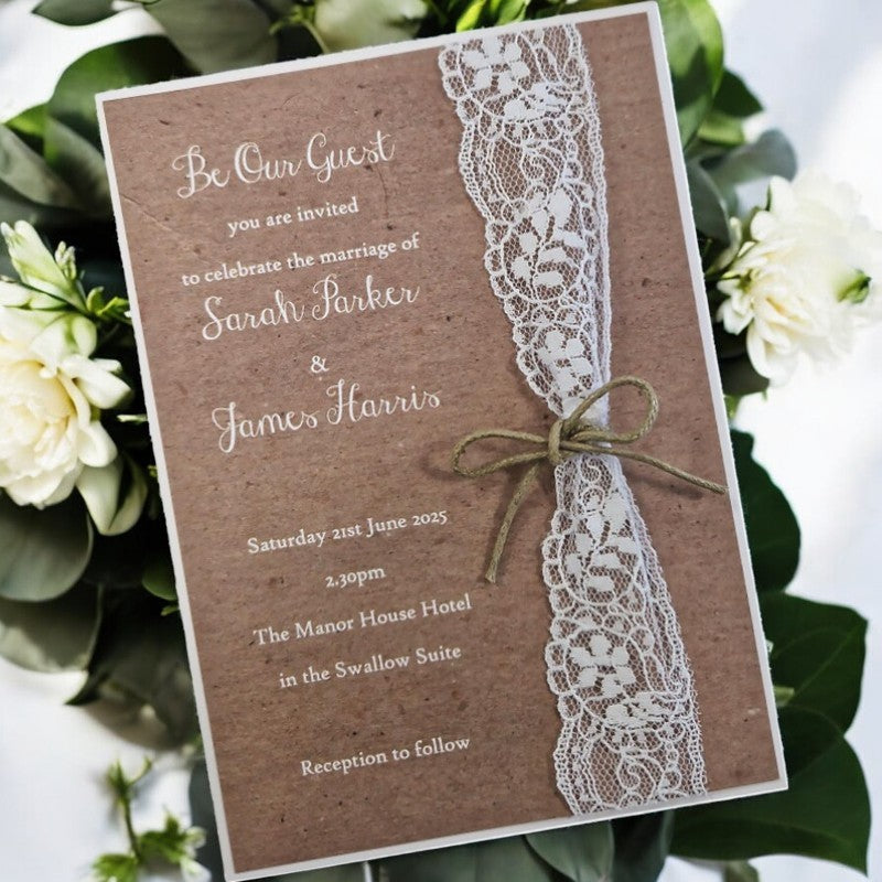Rustic Lace Wedding Day Invitation | Wedding Invites